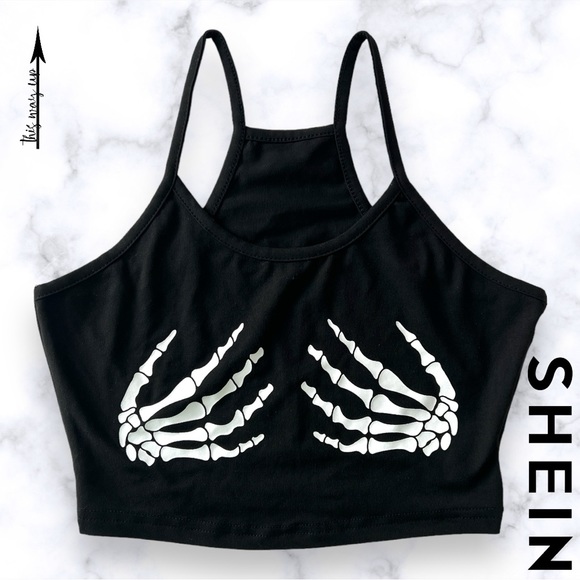 SHEIN | Tops | Shein Naughty Skeleton Hands Racer Back Tank | Poshmark